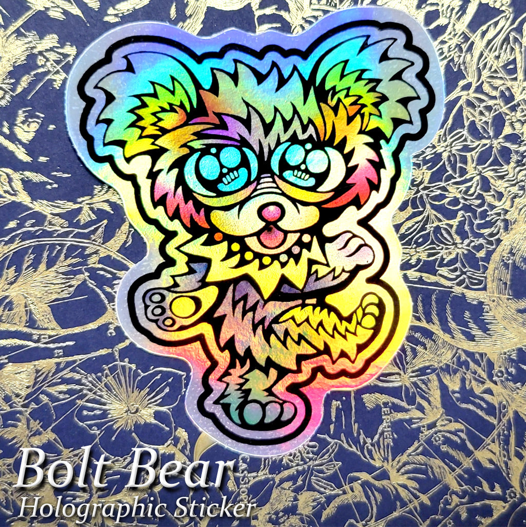 Bolt Bear Holographic Sticker – creampins